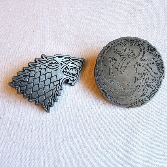 Game of Thrones | Other | Game Of Thrones 2 Pin Badges Stark Targaryen Dragons Direwolf | Poshmark
